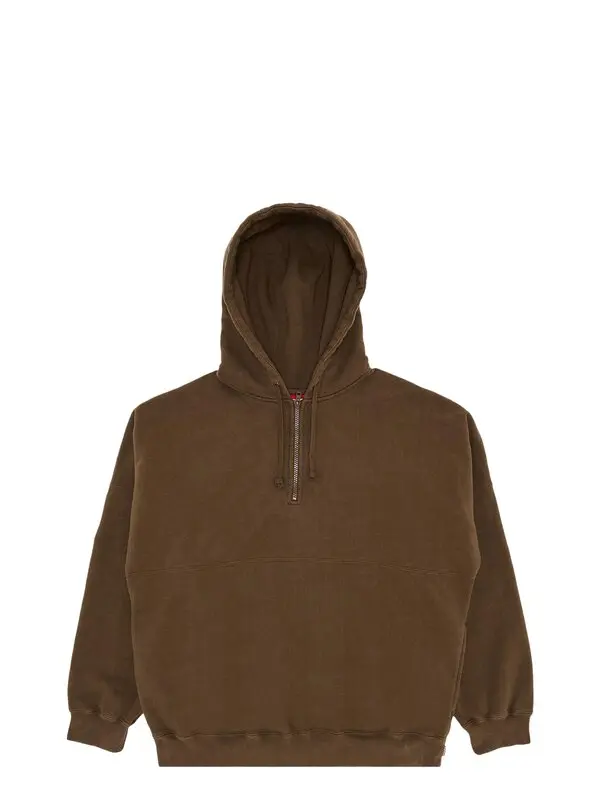 Supreme Wrapped Half Zip Hooded Sweatshirt 'dusty - Brown