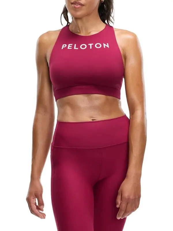 PELOTON Cadent High Neck Racerback Bra - Beet Red