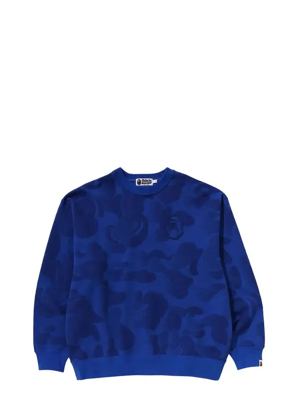 A BATHING APE Ink Camo Ape Head Badge Crewneck - Blue