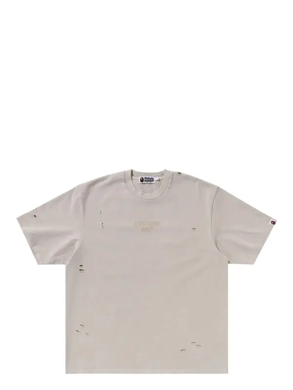 BAPE Damaged Garment Dyed Relaxed Fit Tee 'ivory - Cream