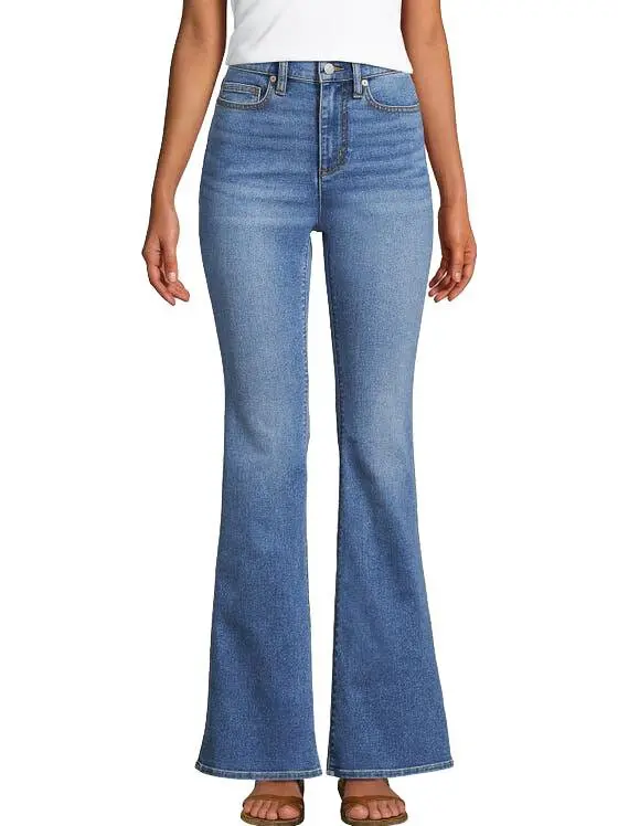 LANDS' END High Rise Skinny Flare Jeans - Beau Blue