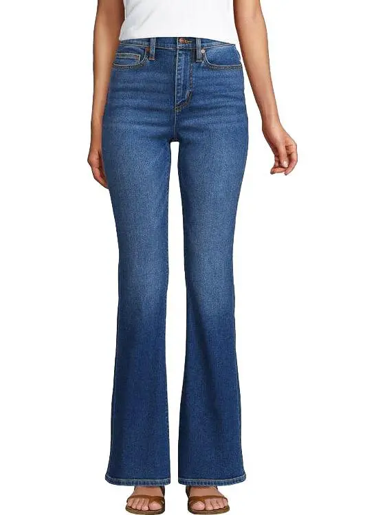 LANDS' END High Rise Skinny Flare Jeans - Indigo Tide Blue