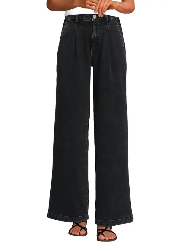 LANDS' END High Rise Wide Leg Denim Trousers - Black Wash