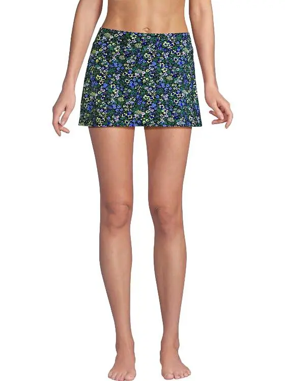 LANDS' END Mini Swim Skirt - Navy Multi Ditsy Floral