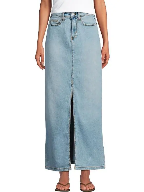 LANDS' END Denim Maxi Skirt - Breeze Blue Wash