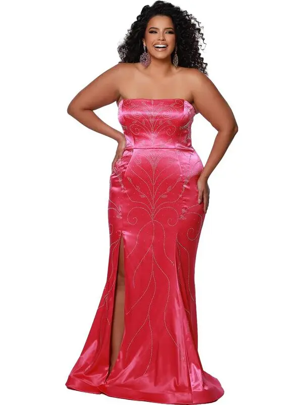 SYDNEY'S CLOSET Strapless Evening Gown - Fuchsia