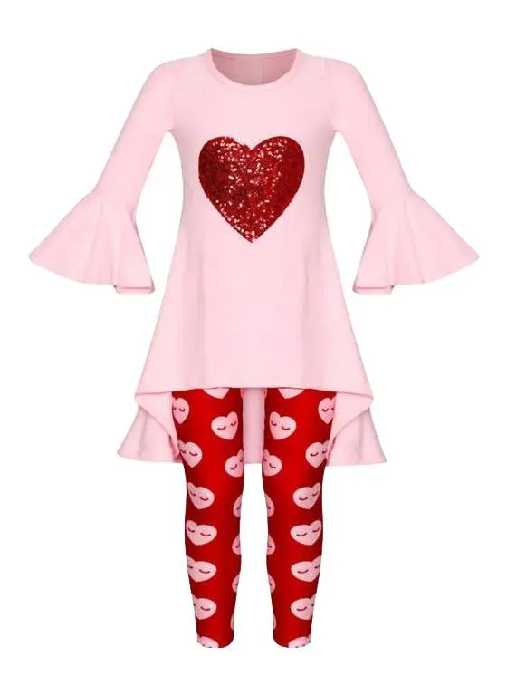 MIA BELLE GIRLS Heart Tunic And Legging Set - Pink