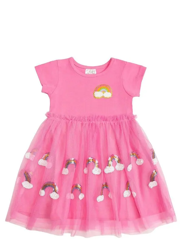 SWEET WINK Rainbow Short Sleeve Tutu Dress - Raspberry