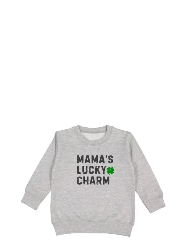 SWEET WINK Mama's Lucky Charm St. Patrick's Day Sweatshirt - Grey