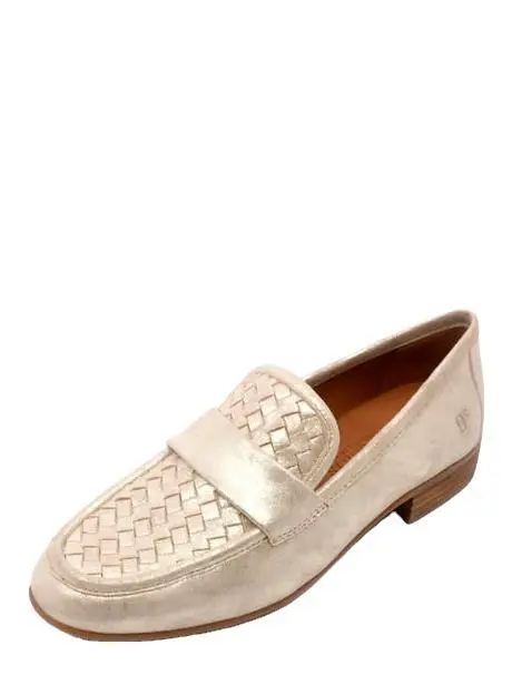 Gentle Souls By Kenneth Cole Crew Woven Leather Loafer - Gold Leather