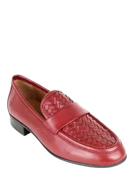 Gentle Souls By Kenneth Cole Crew Woven Leather Loafer - Rio Red Leather