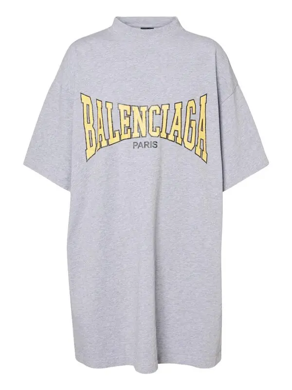 Balenciaga Logo Cotton Jersey T-shirt - Grey