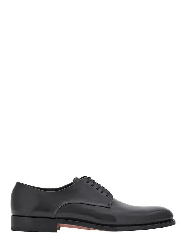 FERRAGAMO Finn Tramezza Calfskin Derby Shoes - Dark Grey