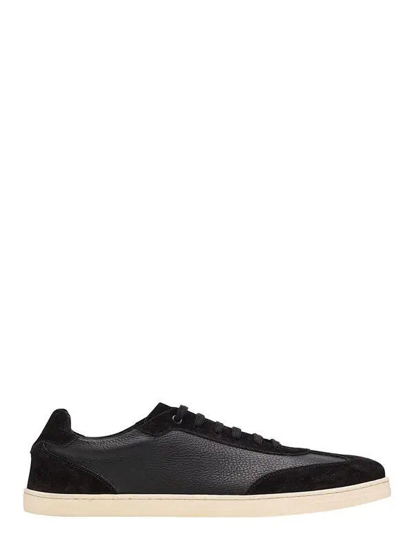 Bergdorf Goodman Leather And Suede T-toe Sneakers - Black