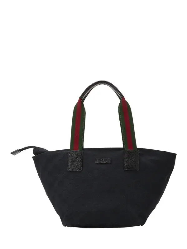 Gucci Gg Canvas Web Soft Zip Tote - Black