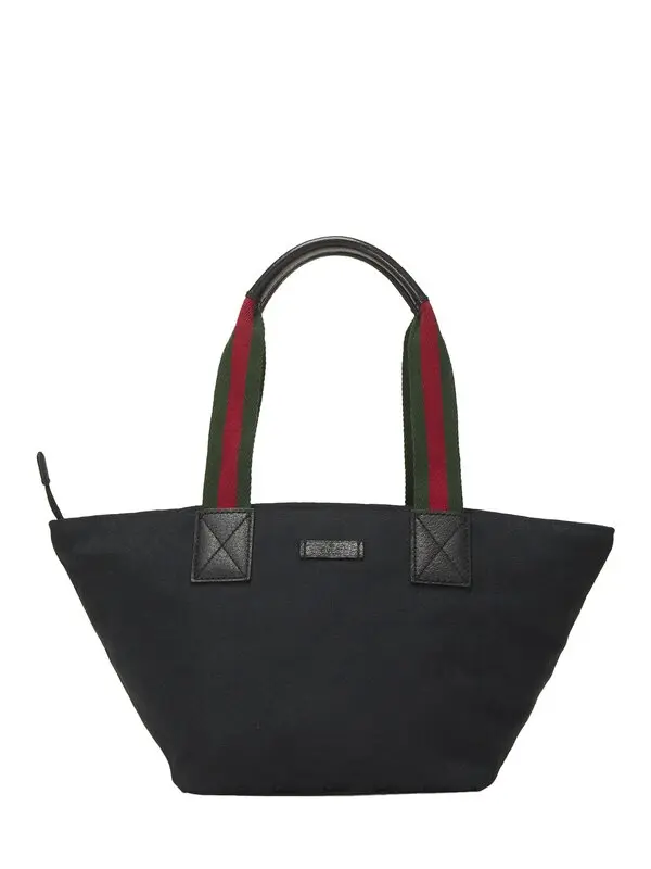 Gucci Gg Canvas Web Soft Zip Tote - Black