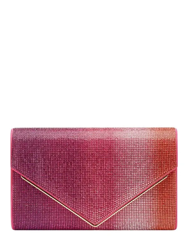 RAFE Satin Envelope Clutch With Crystal Embellishments - Fuchsia / Orange