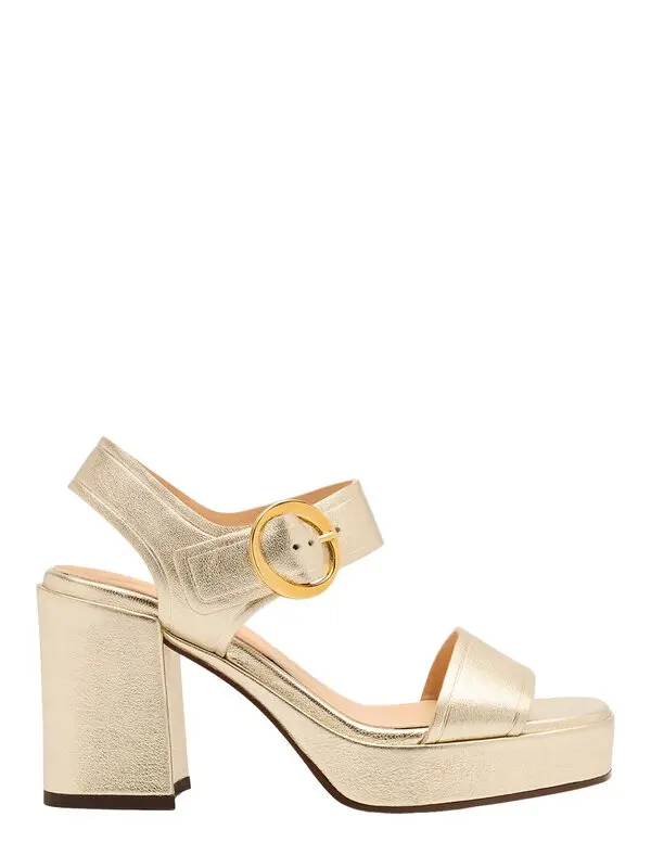 ODISSI Brianne Metallic Leather Platform Sandals - Light Gold
