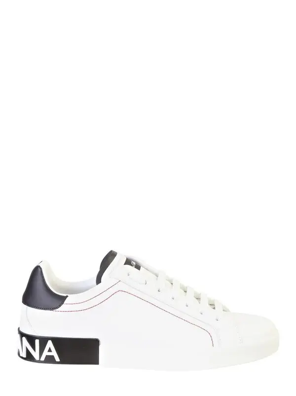 Dolce & Gabbana Portofino Leather Sneakers - White