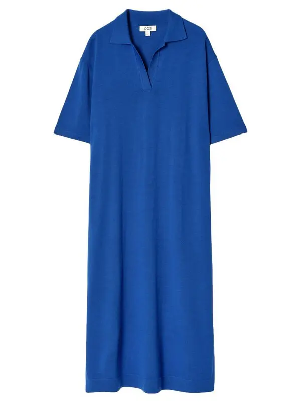 Cos Merino Wool Polo Maxi Dress - Blue