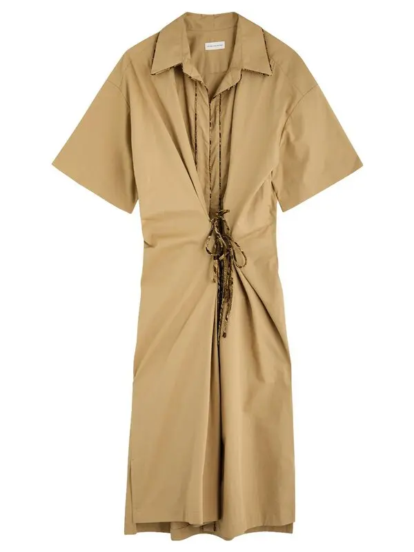 Dries Van Noten Delicky Cotton-poplin Midi Dress - Beige
