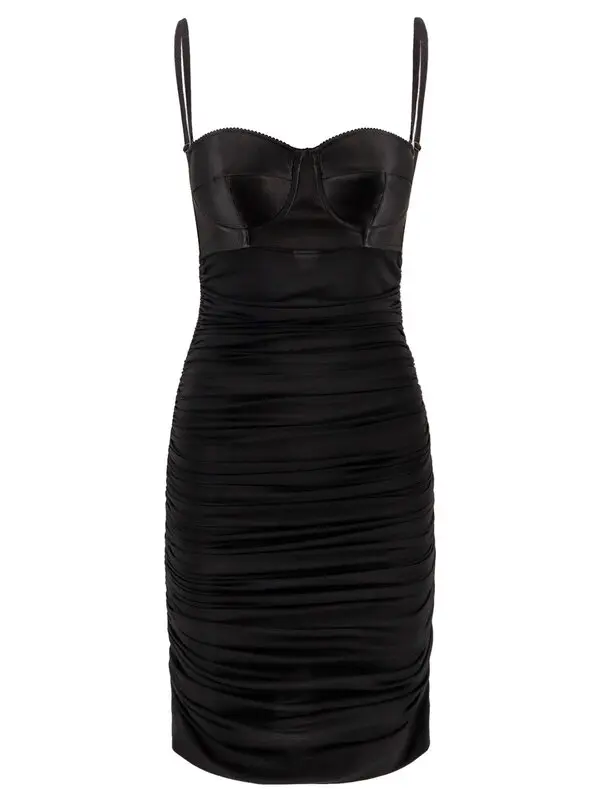 Dolce & Gabbana Viscose Blend Dress With Bra Detail - Black