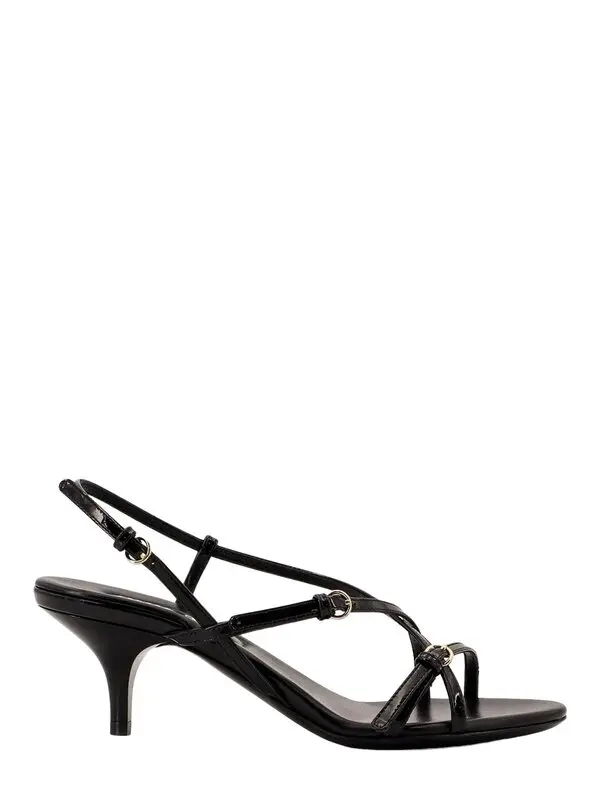 Miu Miu Patent Leather Sandals With Gold Buckles - Black
