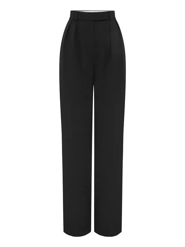 Alex Perry Tailored Wool-blend Straight-leg Trousers - Black