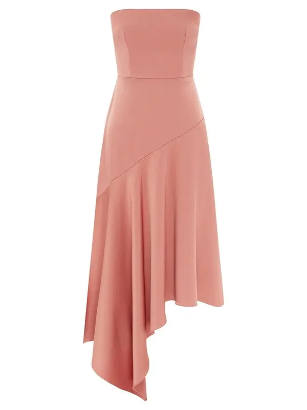 Alex Perry Asymmetric Strapless Midi Dress - Pink
