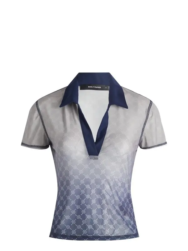 DAILY PAPER Mesh Monogram Polo Top - Blue