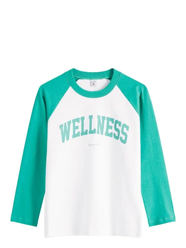 SPORTY & RICH Wellness Ivy Baseball T-shirt - White/spring Green Spring Green
