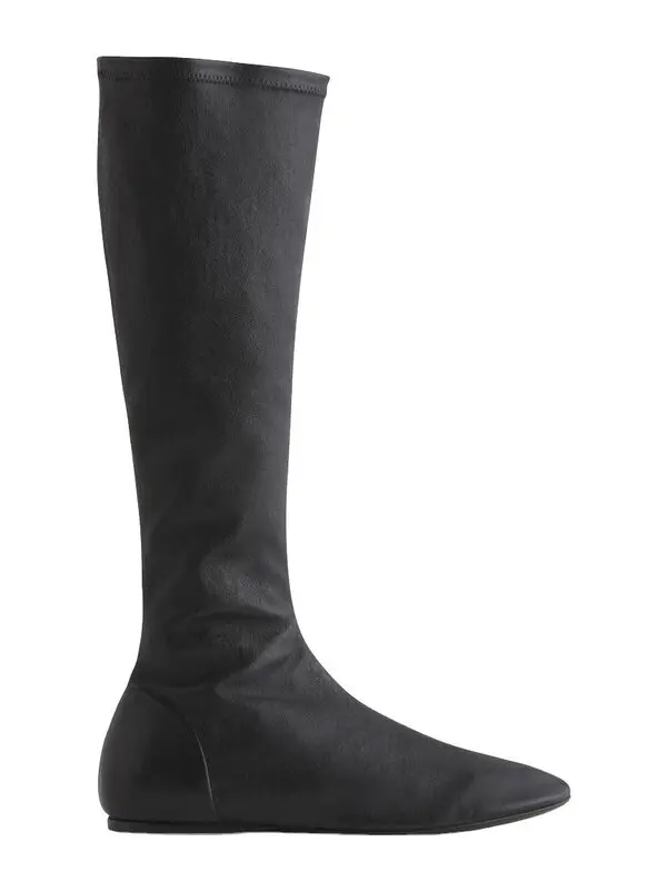 Co Stretch Leather Knee-high Bootie - Black