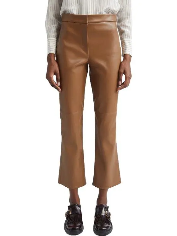 Max Mara Sublime Coated Jersey Flare Leg Ankle Pants - Camel