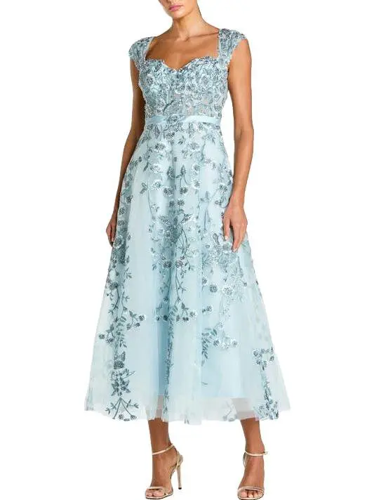Mac Duggal Floral Embroidered Dress - Powder Blue
