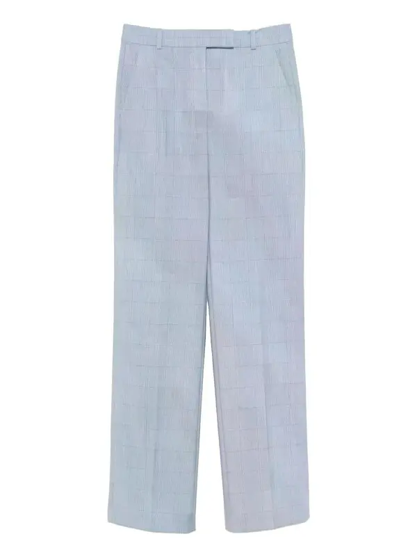BOSS Checked Virgin Wool Trousers - Blue