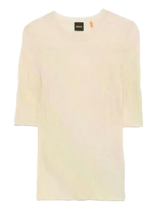 BOSS Fine-ribbed T-shirt - Neutrals