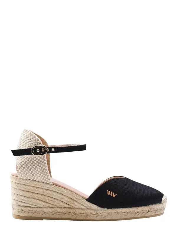 VISCATA Reus Canvas Espadrille Wedges - Black