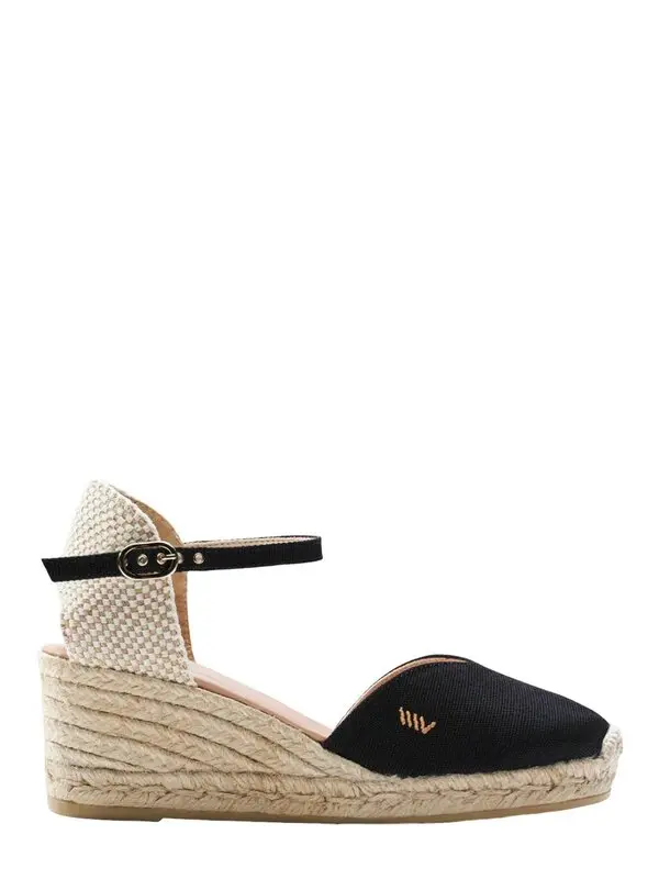 VISCATA Reus Canvas Espadrille Wedges - Black
