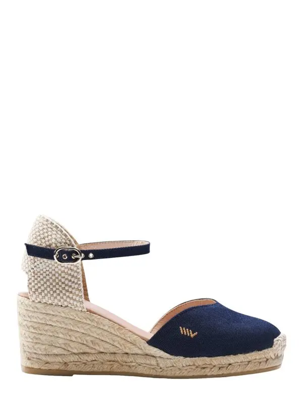 VISCATA Reus Canvas Espadrille Wedges - Navy Blue