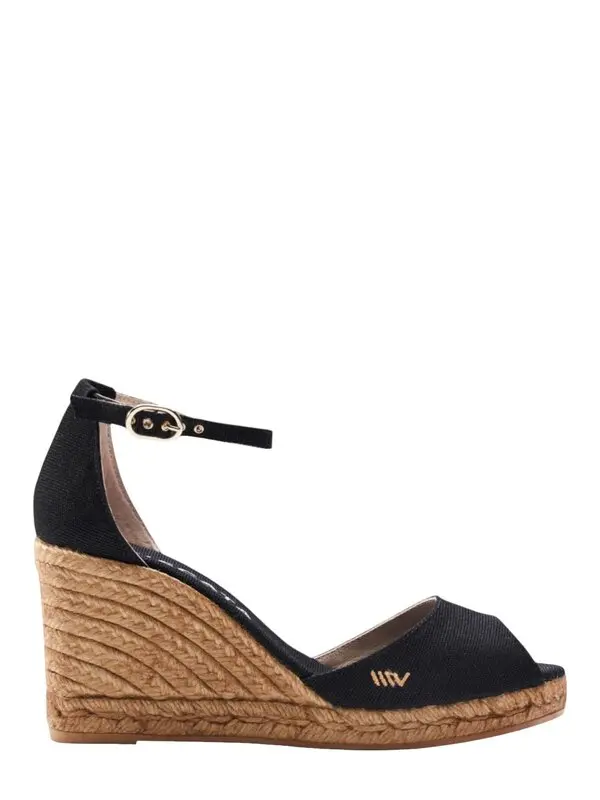 VISCATA Aiguafreda Espadrille Wedge Sandals - Black