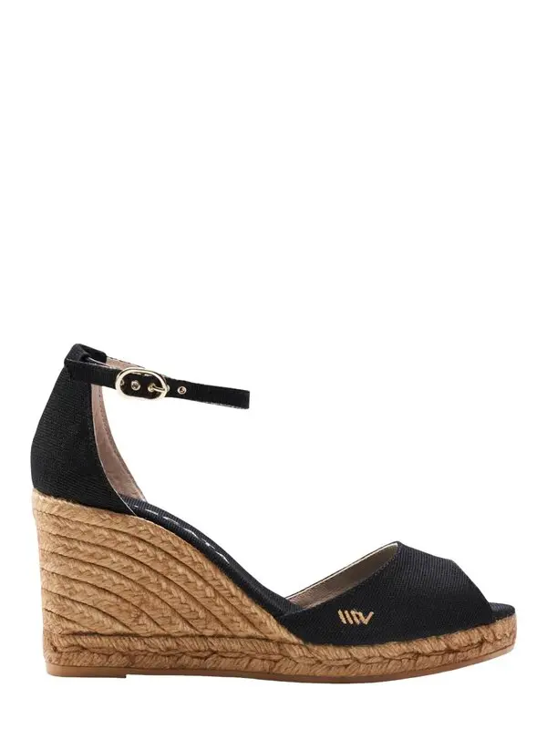 VISCATA Aiguafreda Canvas Espadrille Wedge Sandals - Black