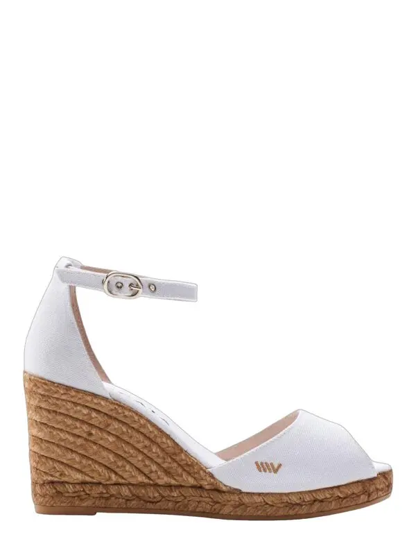 VISCATA Aiguafreda Canvas Espadrille Wedge Sandals - White
