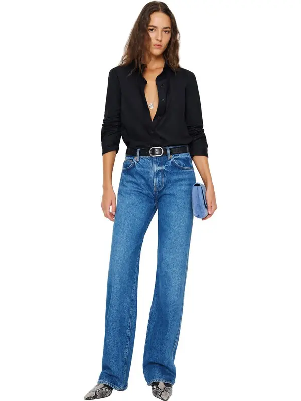 REFORMATION Alfie Relaxed Shirt - Black