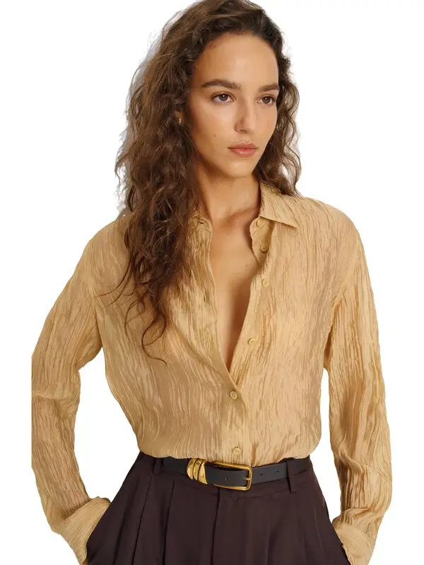 REFORMATION Alfie Relaxed Shirt - Gold