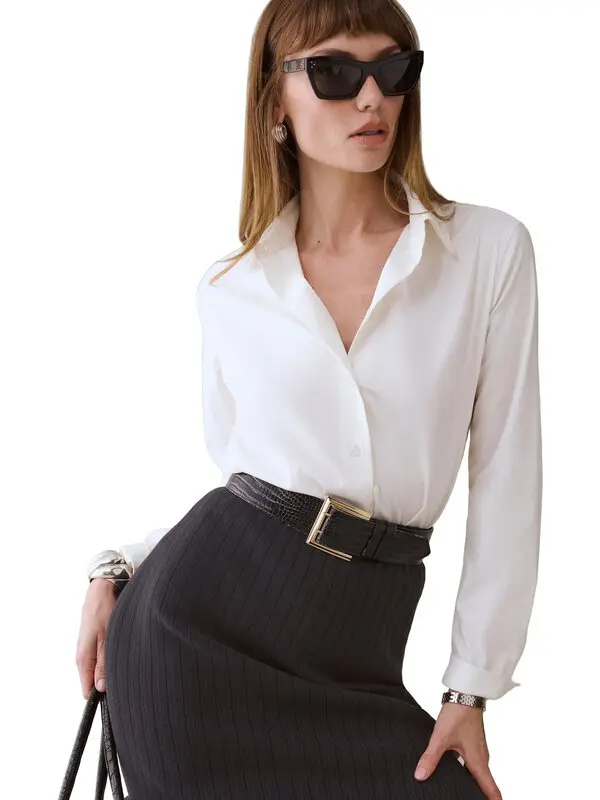 REFORMATION Alfie Relaxed Shirt - Ivory