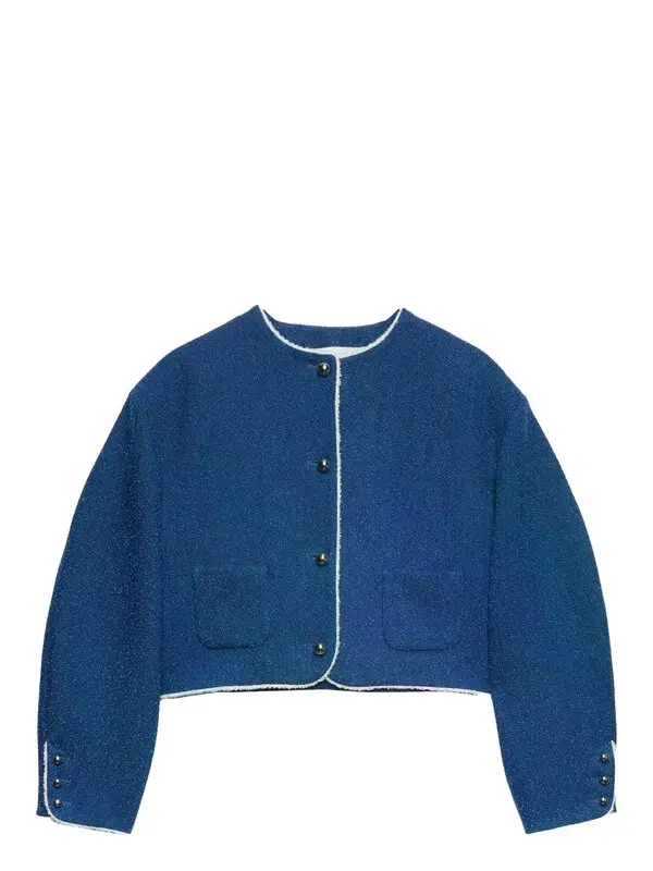 MSGM Contrast-trim Jacket - Blue