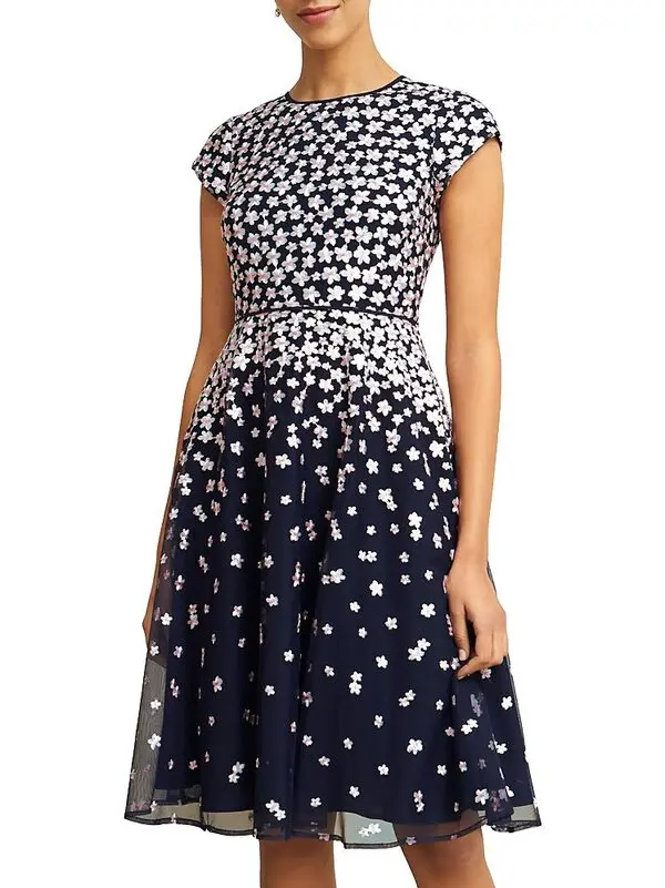HOBBS LONDON Betty Cascading Flower Dress - Midnight Pink