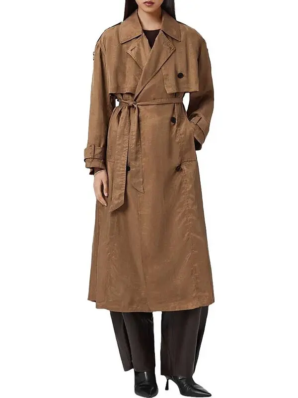 ALLSAINTS Linnie Trench Coat - Caramel Cafe Brown