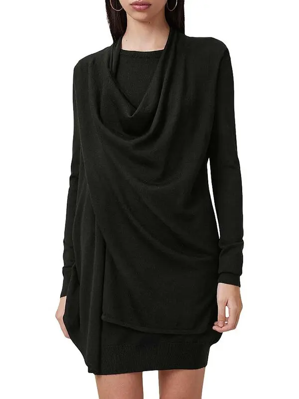 ALLSAINTS Drina Wool Draped Dress - Black