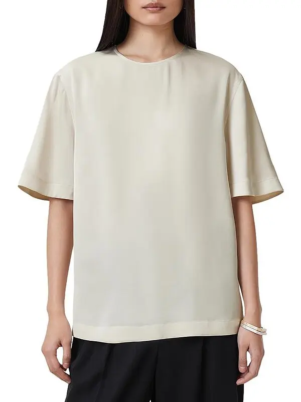 ALLSAINTS Amelie Satin Tee - Tofu White